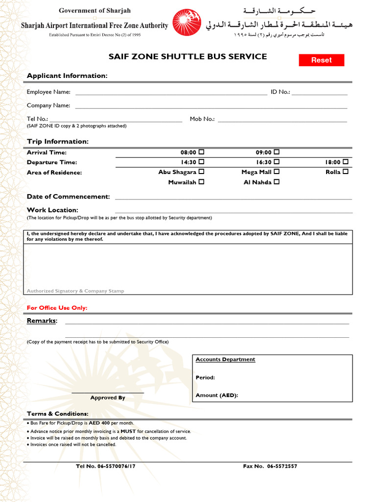 Shuttle Service Formfill 10102013 | PDF
