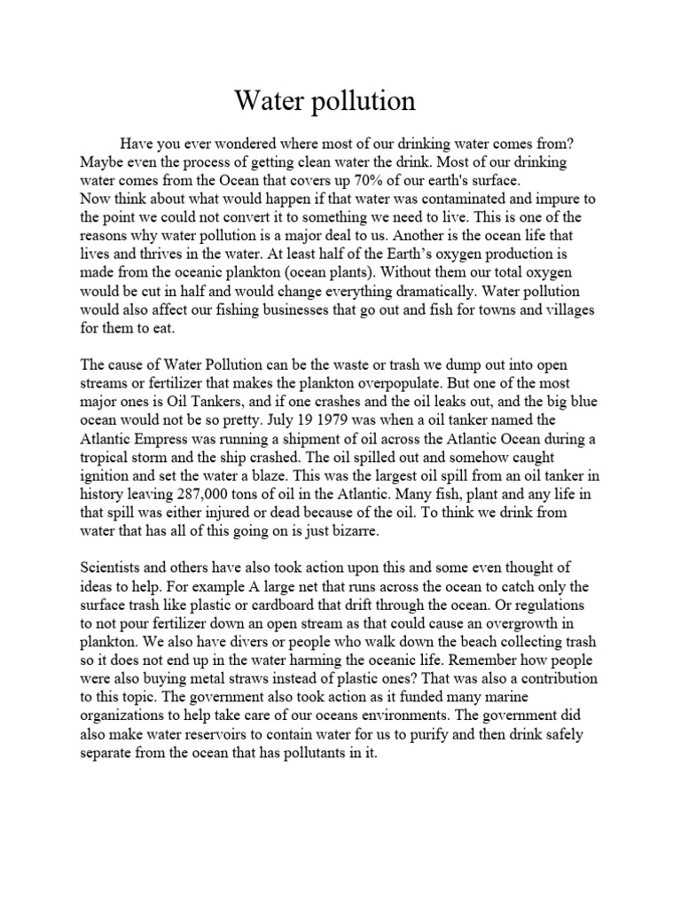 Water Pollution | PDF | Social Science