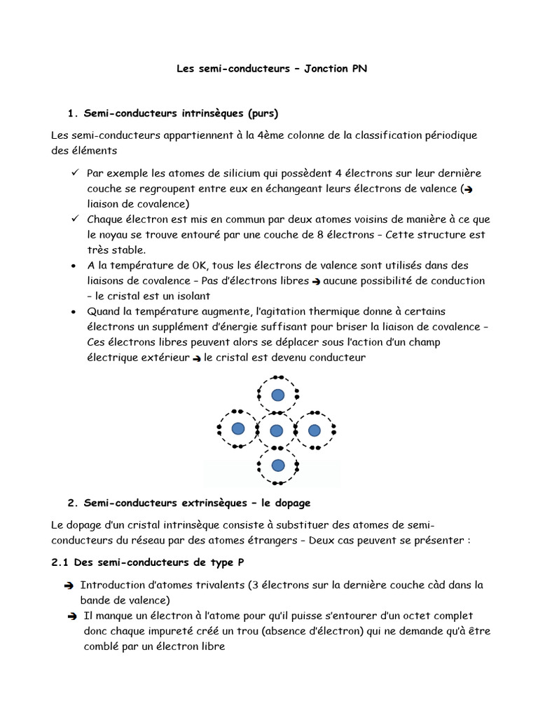 Cours 2 La Jonction PN | PDF | Semi-conducteurs | Dopage (semi-conducteur)