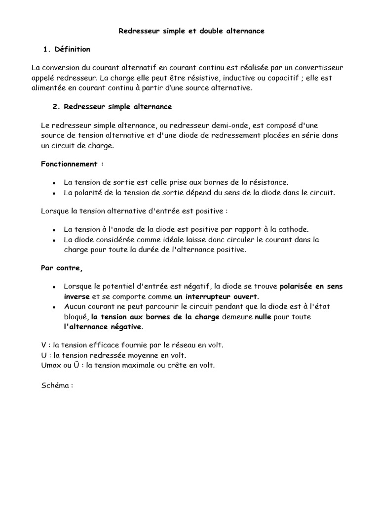 Cours 4 Redresseur Simple Et Double Alternance | PDF