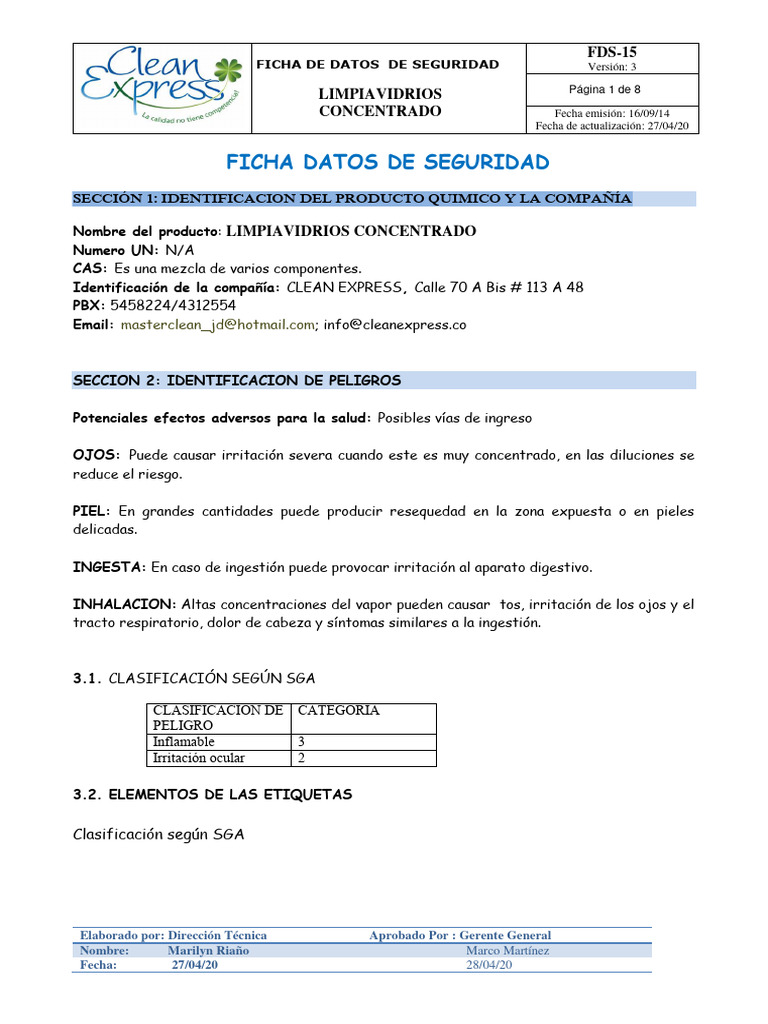 Fds 13 Limpiavidrios | PDF
