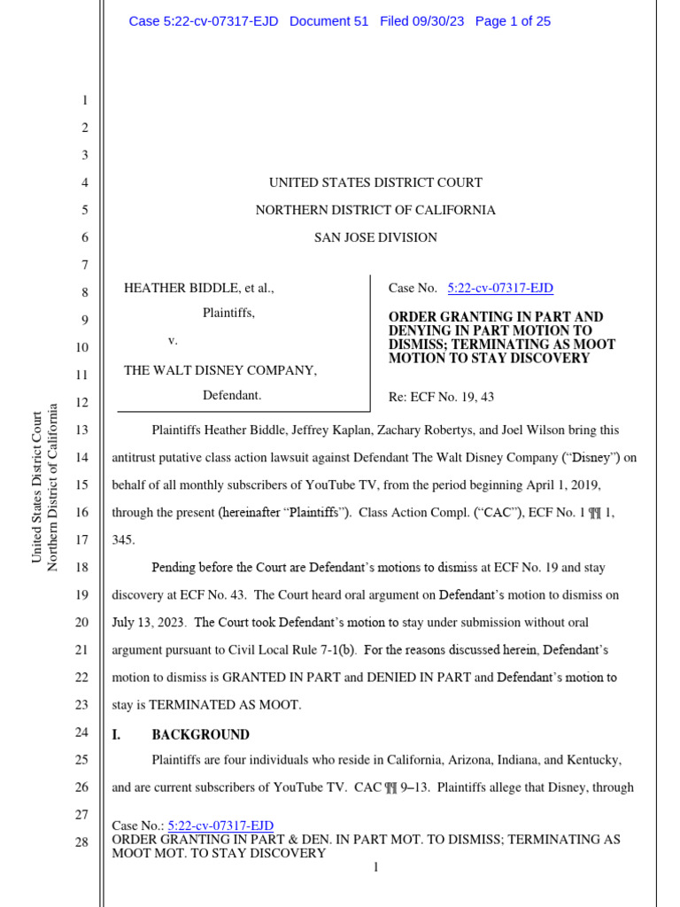 Biddle v. Disney | PDF