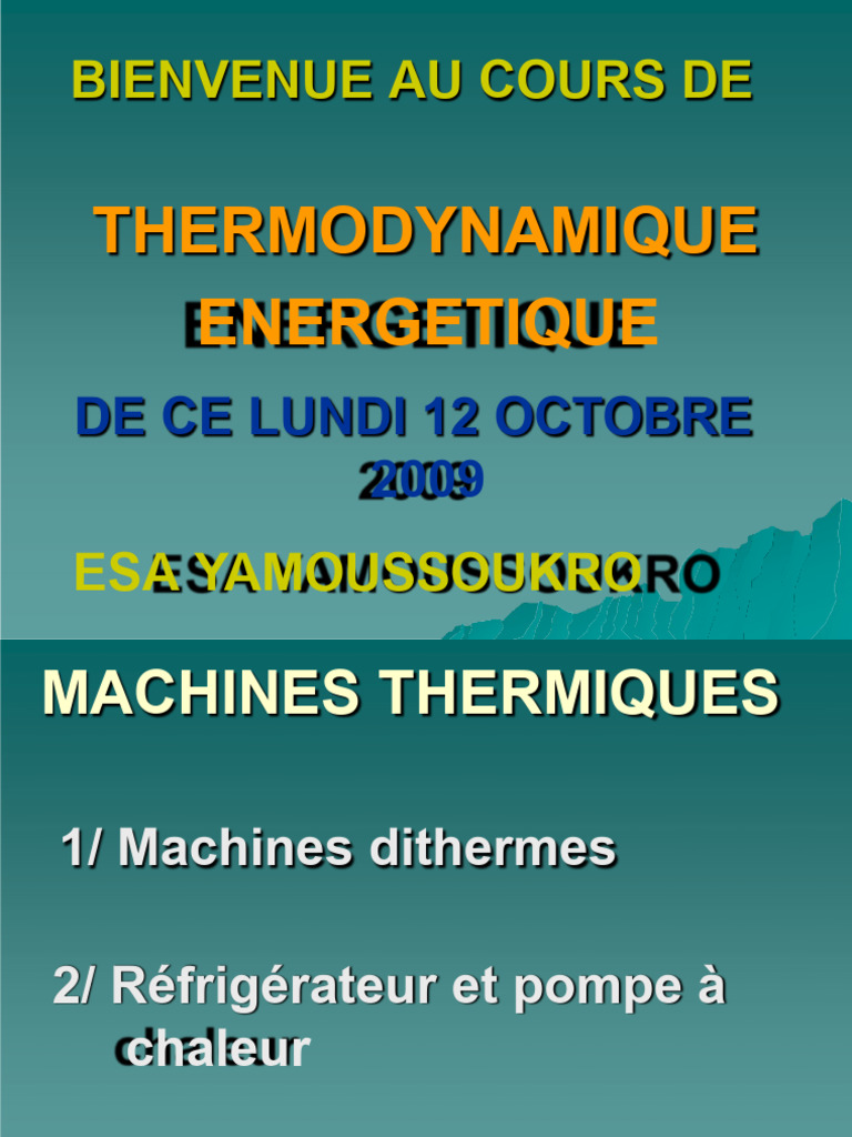 Cours de thermodynamique : machines thermiques | PDF | Chaleur | Entropie