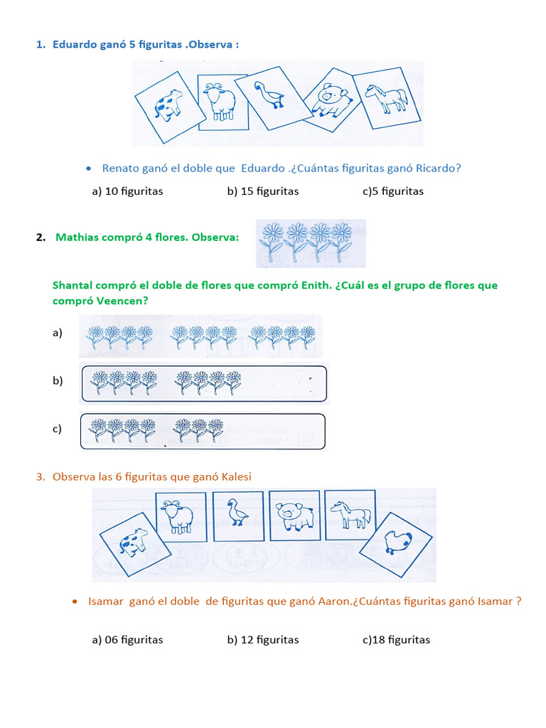 Fichas de La Mitad y El Doble | PDF