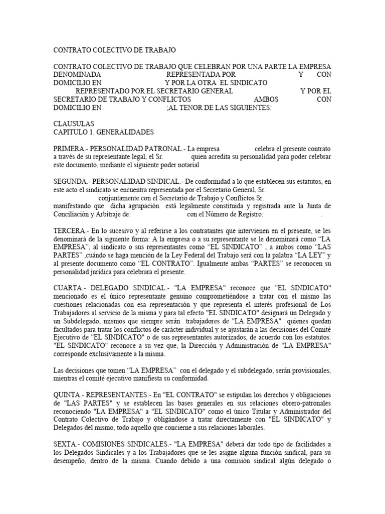 CONTRATO COLECTIVO DE TRABAJO | PDF