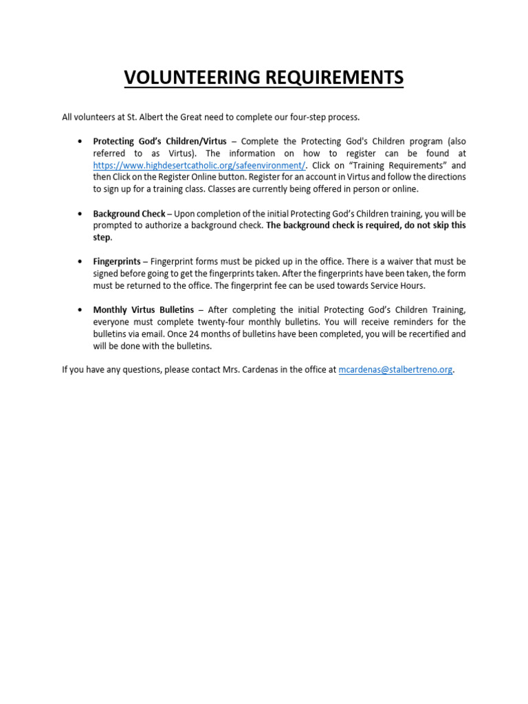 volunteering requirements | PDF