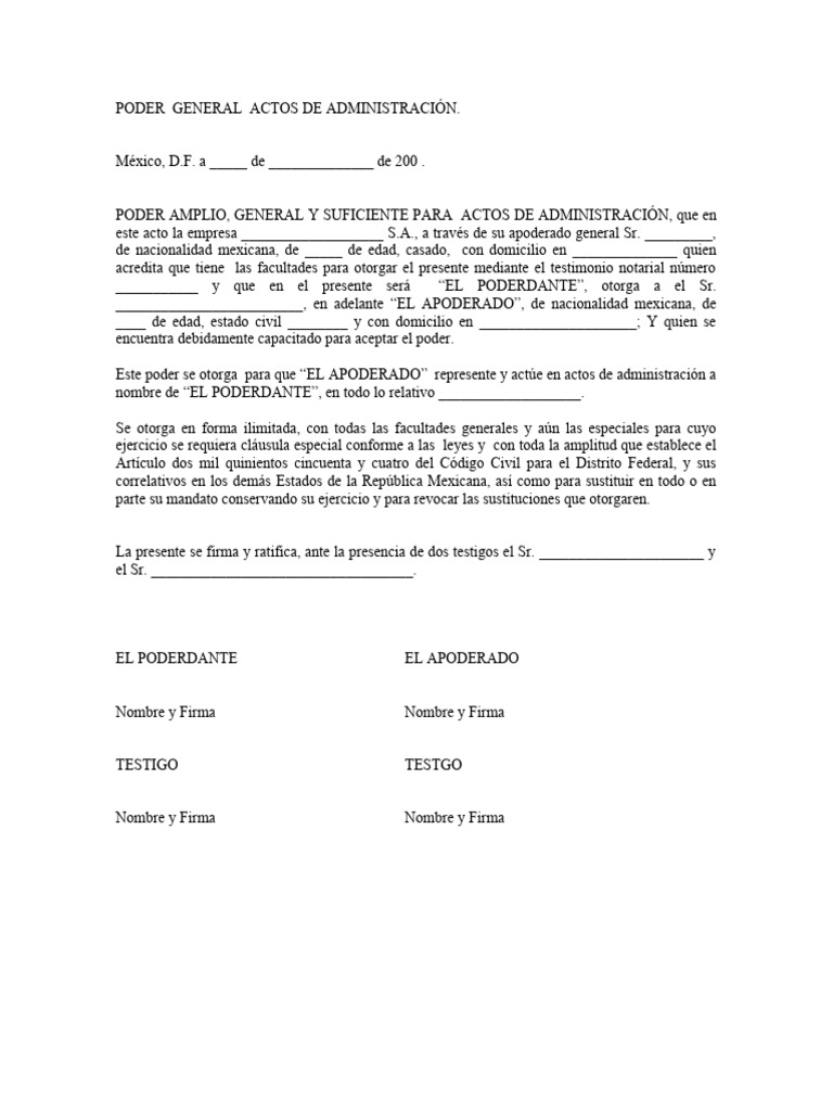 Poder para Actos de Administracion | PDF