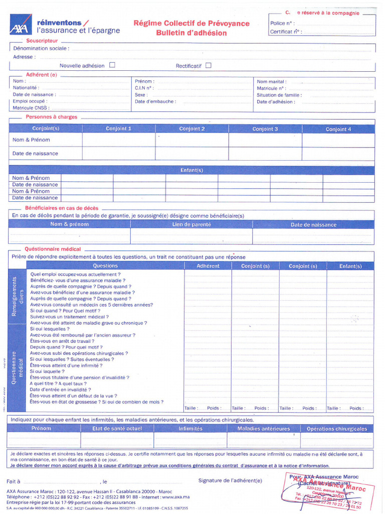 Fiche AXA Assurance | PDF