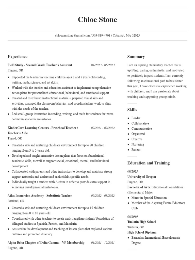 Chloe Stone Resume | PDF
