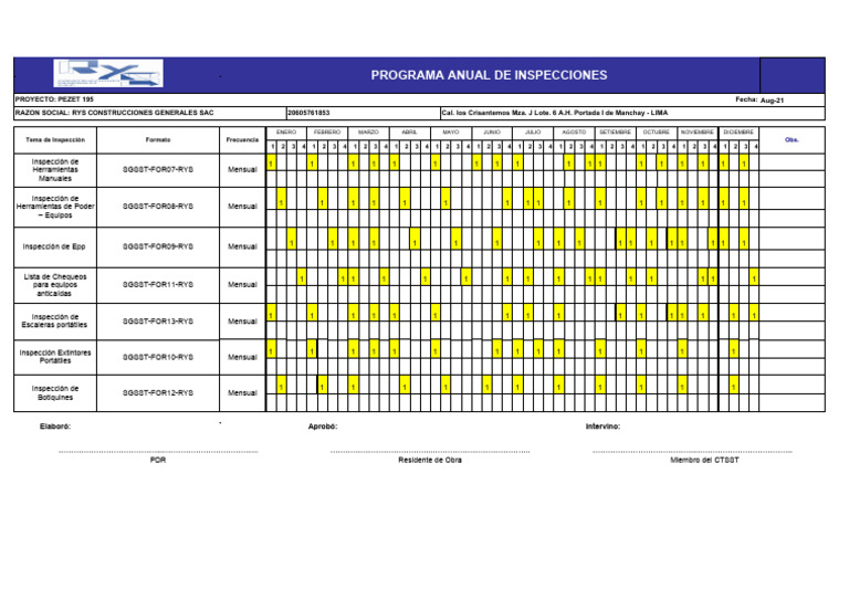 Programa Anual de Inspecciones | PDF