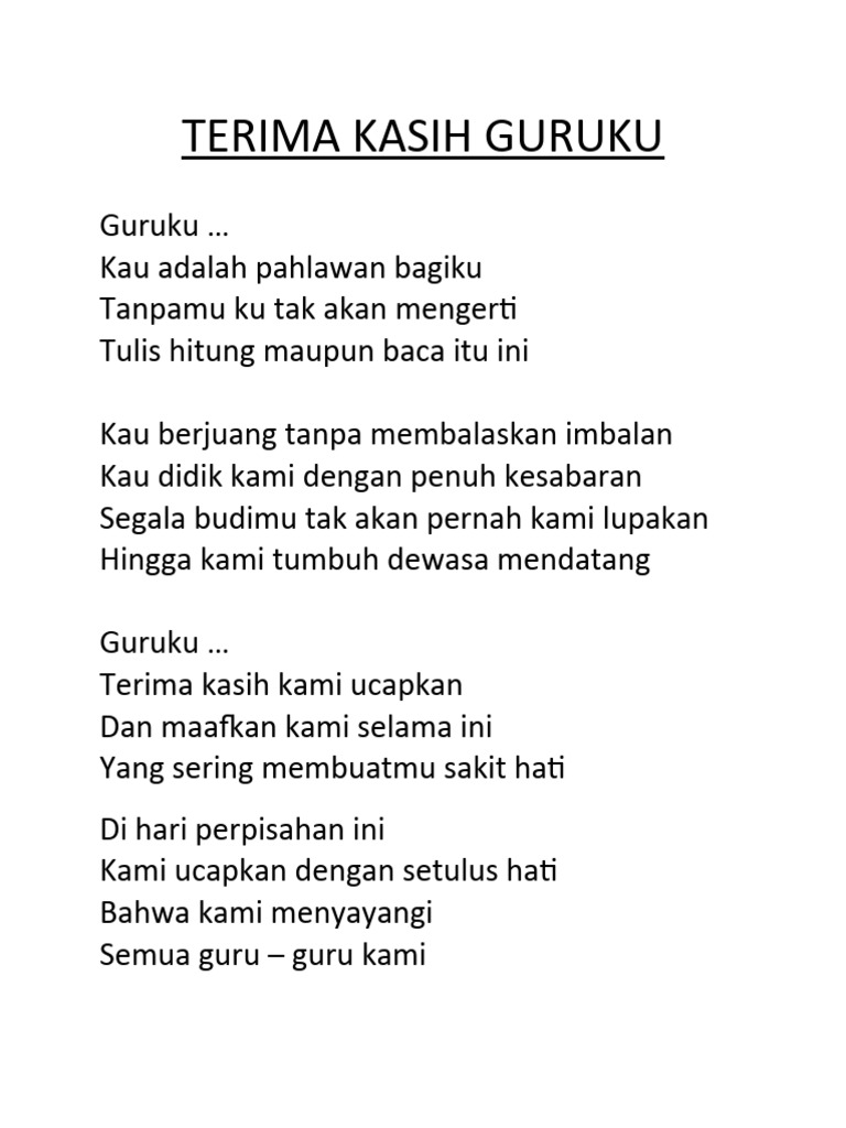 Puisi Terima Kasih Guruku | PDF
