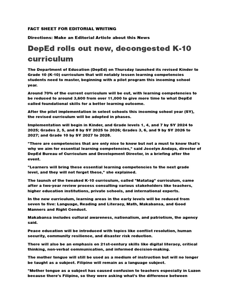 Editorial Column Fact Sheet | PDF