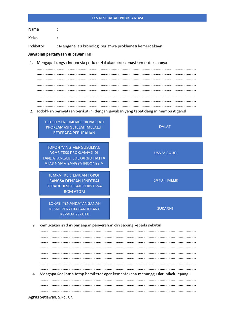 Lks 11 Sejarah Proklamasi 1 | PDF