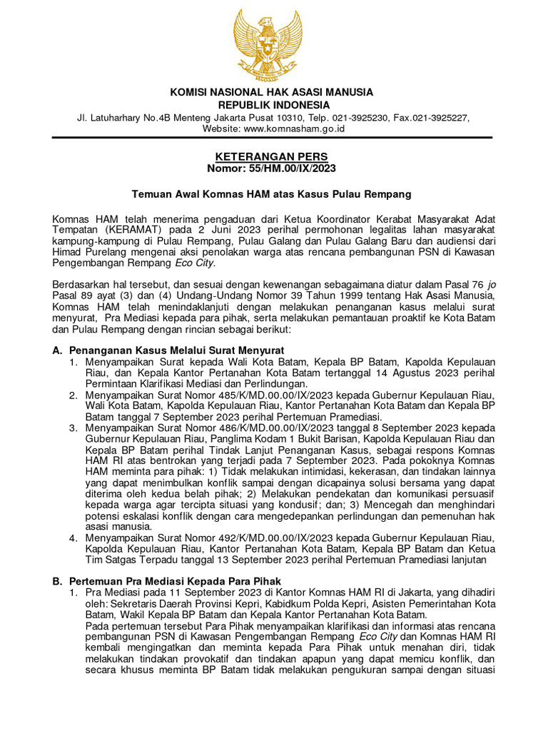 Fakta Kasus Rempang | PDF