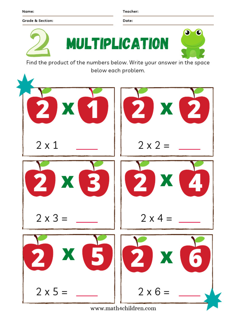 2 Times Tables Worksheets | PDF