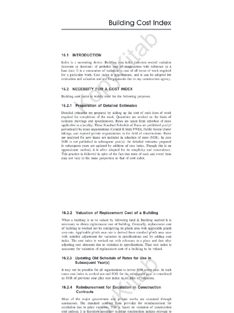 Building Cost Index | PDF
