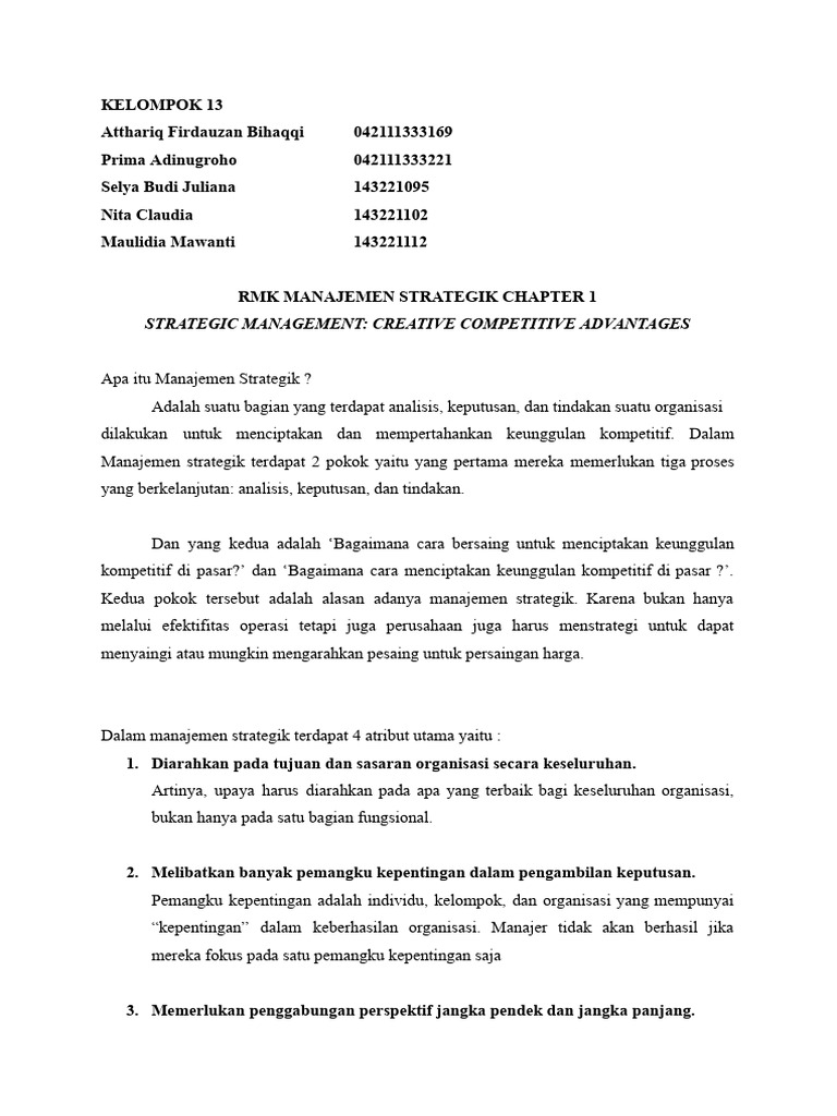 Kelompok 13 - RMK - Chapter 1 | PDF | Bisnis
