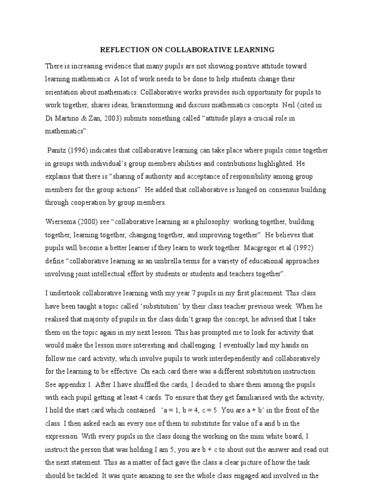 (2) Reflection on Collaborative Learning | Applied Psychology ...