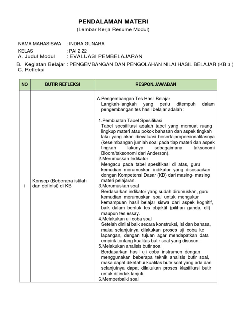 Resume KB 3 Pengembangan Dan Pengolahan Nilai Hasil Belajar | PDF