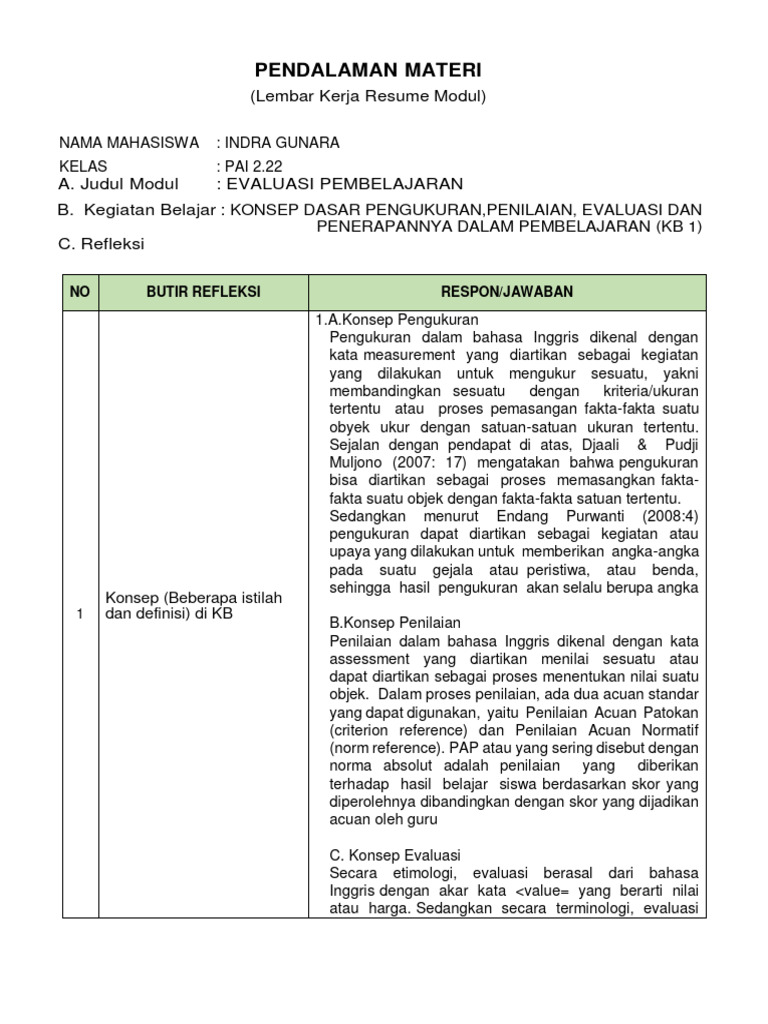 Resume KB 1 Evaluasi Pembelajaran | PDF Resume KB 1 Evaluasi Pembelajaran | PDF