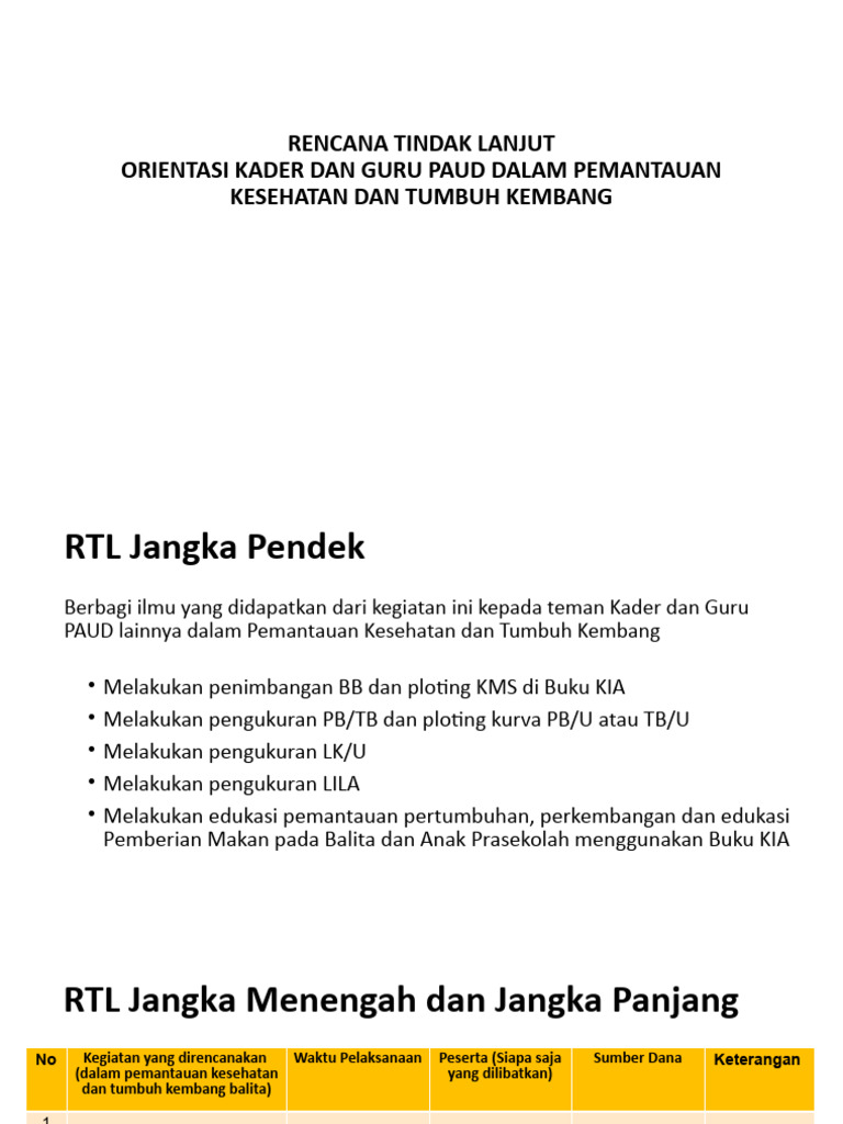 RTL Orientasi Kader Guru Paud Edit | PDF
