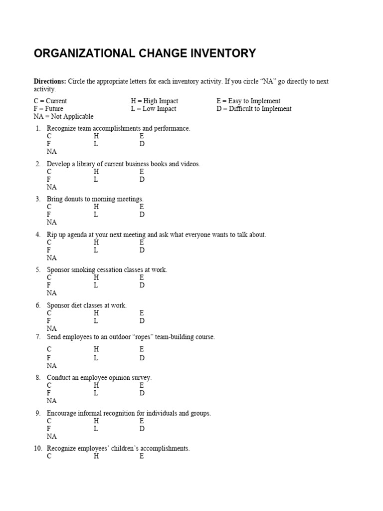 Organizational Change Inventory | PDF