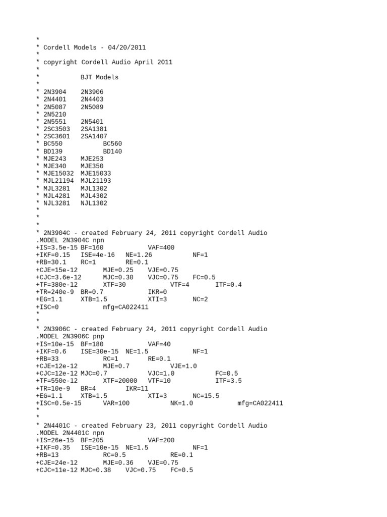 Cordell Models | PDF