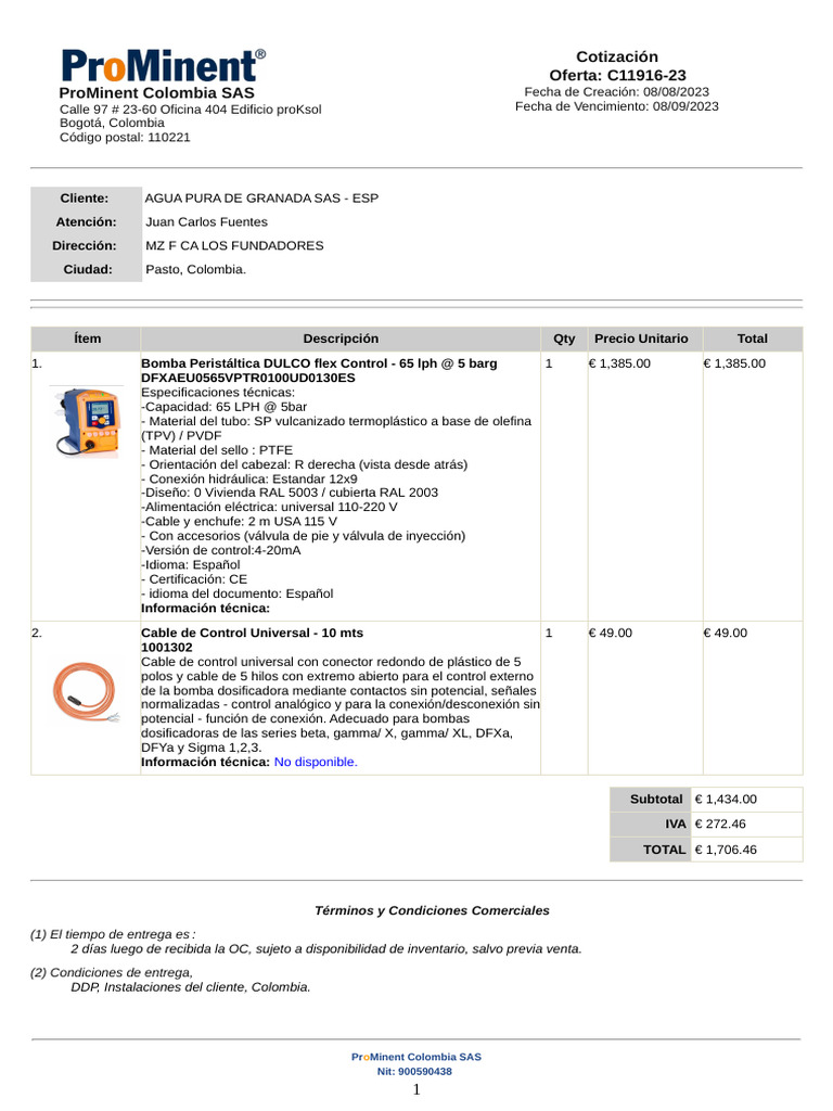Cotización Bomba DULCO flex Control | PDF