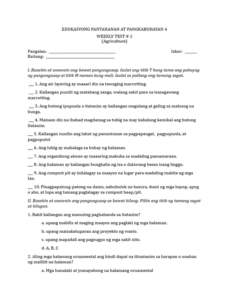 Edukasyong Pantahanan at Pangkabuhayan 4 | PDF