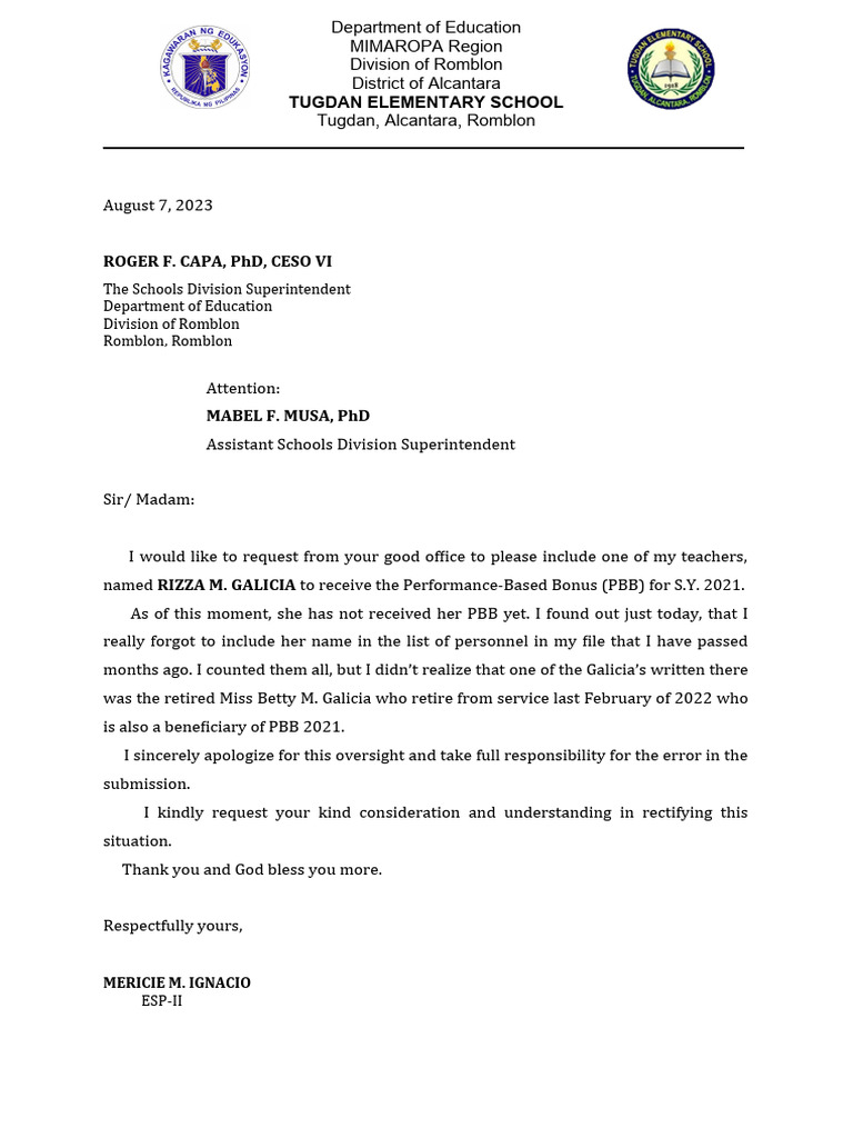 Request-Letter-PBB-2021 | PDF