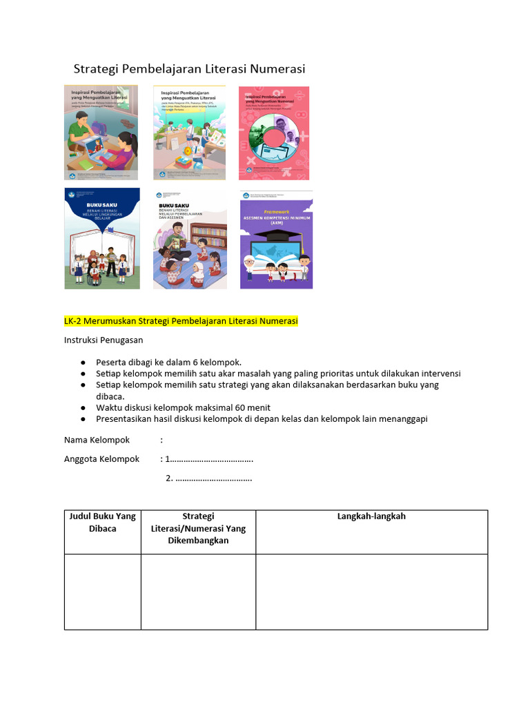 LK-2 Merumuskan Strategi Pembelajaran Literasi Numerasi | PDF LK-2 Merumuskan Strategi Pembelajaran Literasi Numerasi | PDF