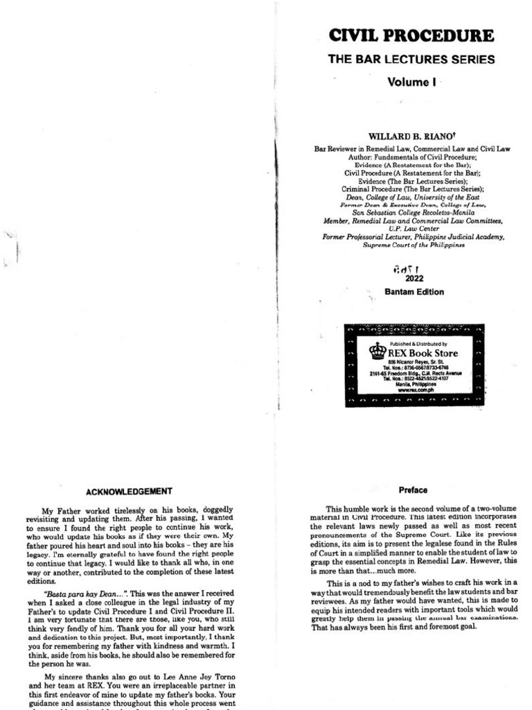 Civil Procedure Volume I by RIano 2022 - Signed | PDF