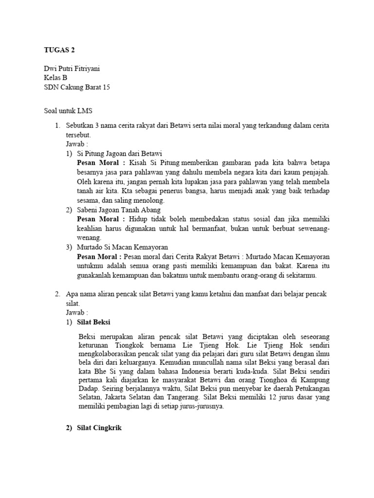 Tugas LMS - Dwi Putri Fitriyani-SDN Cakung Barat 15 | PDF