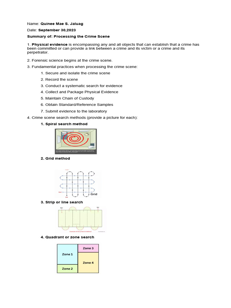 Summary of Processing The Crime Scene | PDF | Crime Scene Summary of Processing The Crime Scene | PDF | Crime Scene