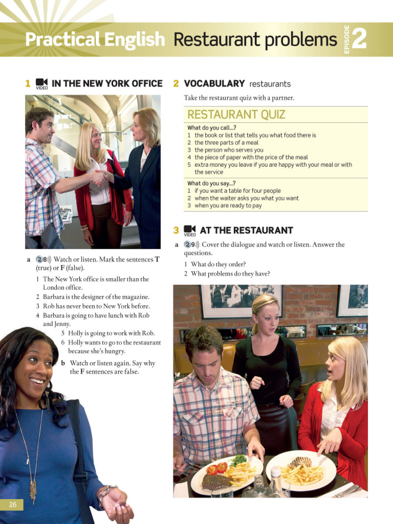 Practical English, Episode 2 (Restaurant Problems) | PDF