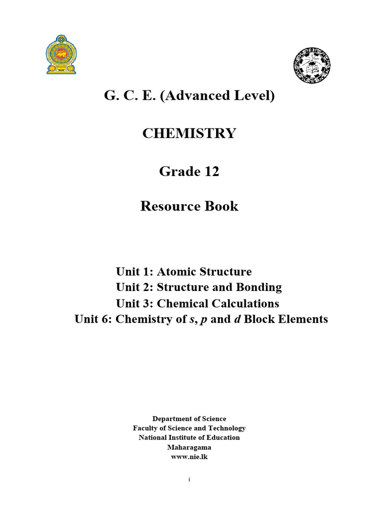 Grade 12 - Chemistry Resource Book - General & Inorganic Chemistry ...