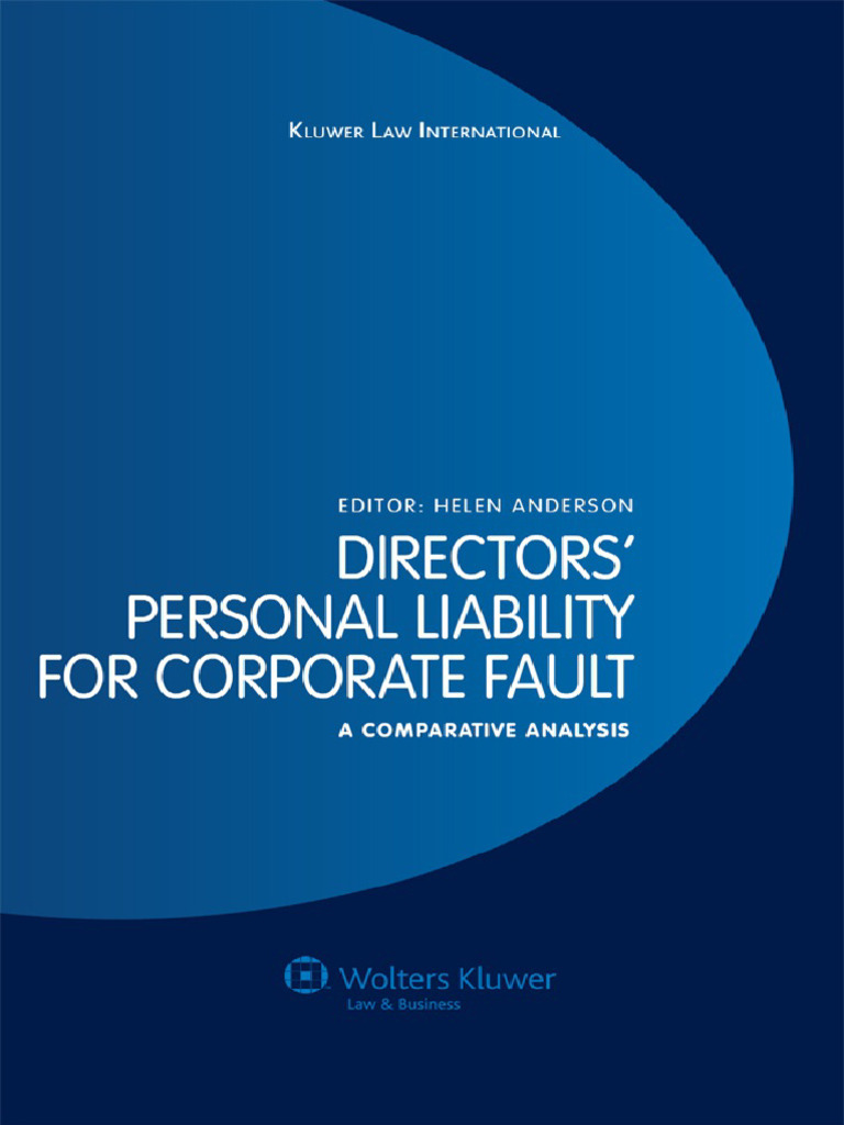 Directors Personal Liability For Corporate Fault A Comparative Analysis ...