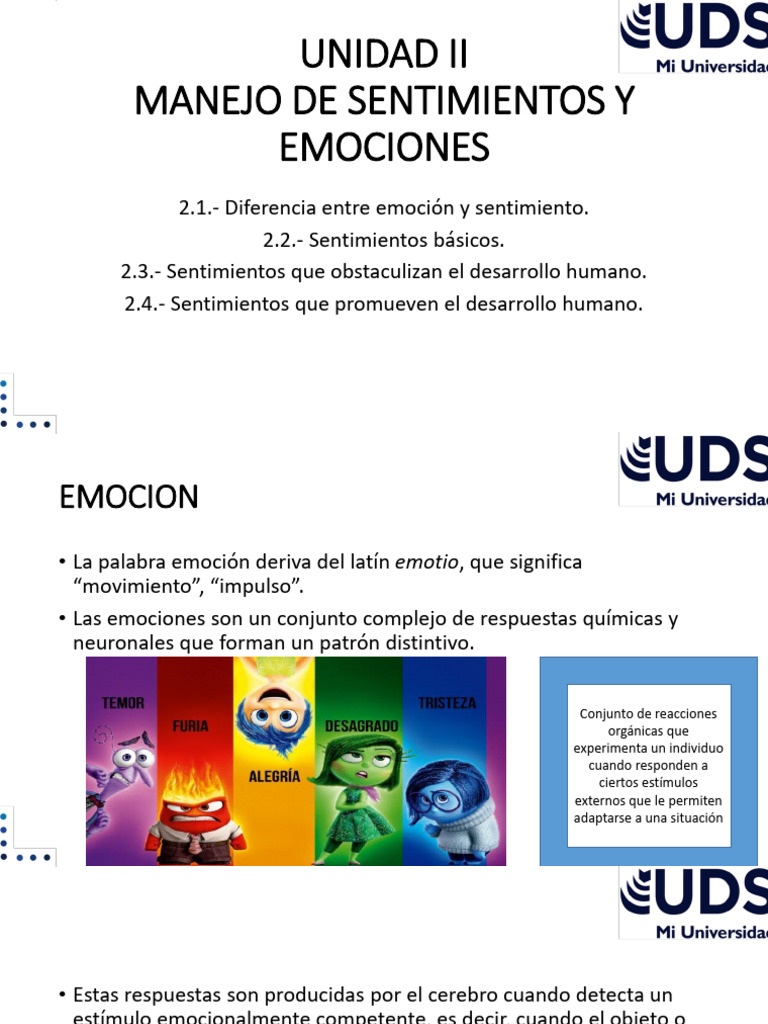 Unidad II MANEJO DE SENTIMIENTOS Y EMOCIONES | PDF | Las emociones | Amor