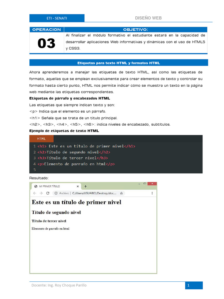 Operacion 3 | PDF | HTML | Diseño web