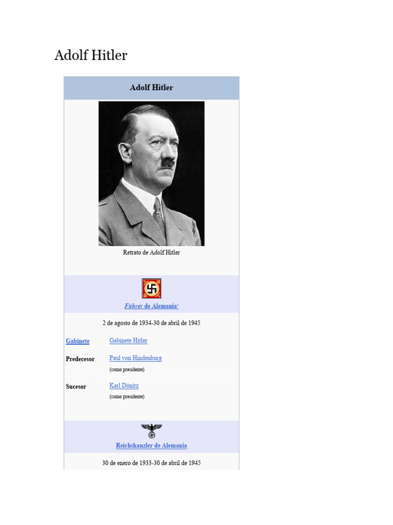 Adolf Hitler | PDF | Adolf Hitler | Alemania nazi