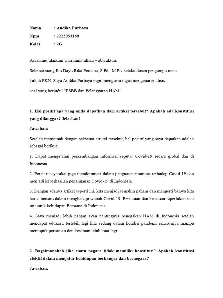 Tugas PKN Ham | PDF | Ilmu Sosial | Pengembangan Diri