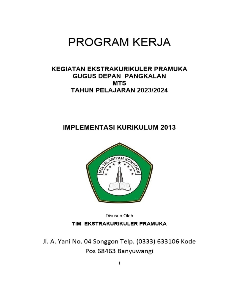 Program Kerja Ekstrakurikuler Pramuka | PDF | Karier & Perkembangan