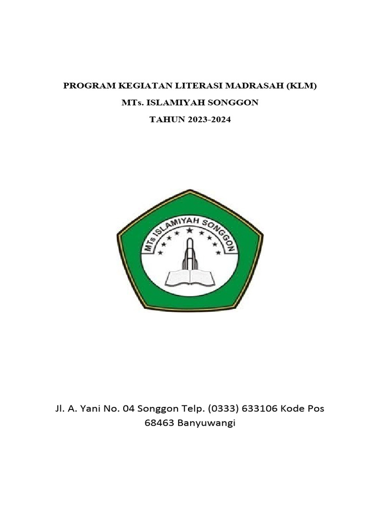 Program Kegiatan Literasi Tingkat MTs | PDF
