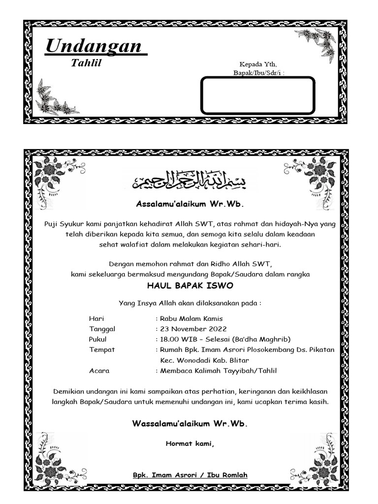 Undangan Tahlil | PDF