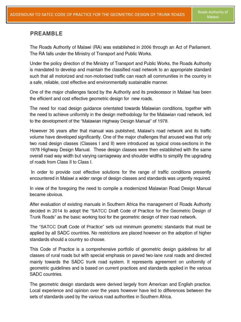 SATCC Adendum DD Manual | PDF | Traffic | Road