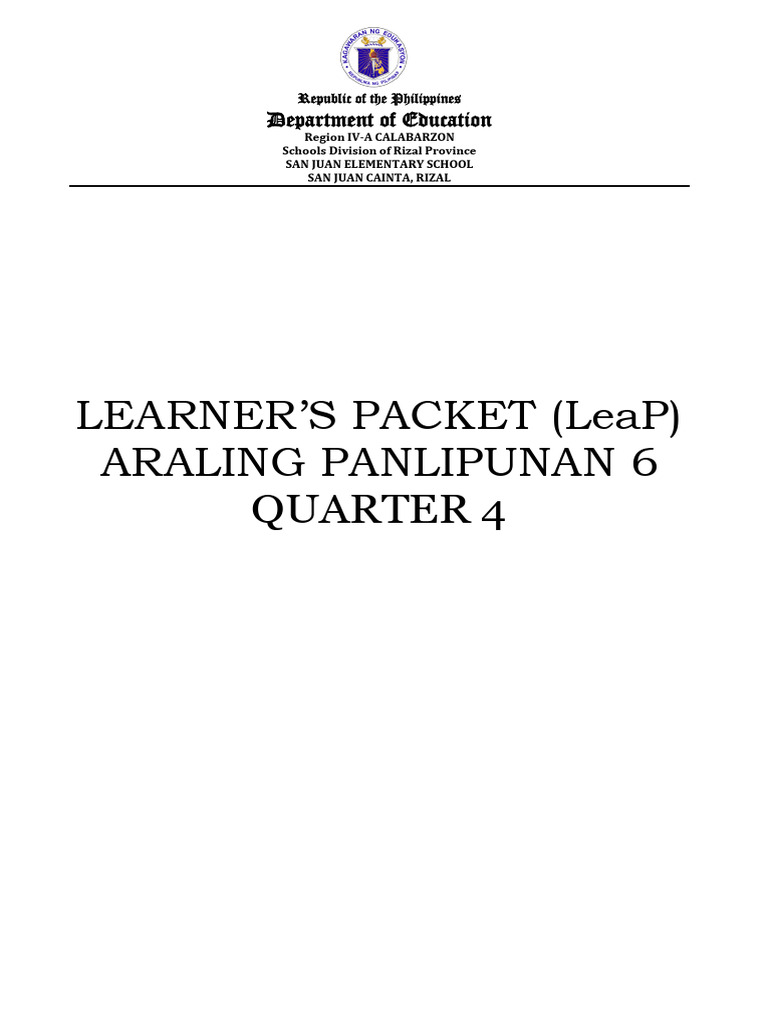 Leap Araling Panipunan 6 4Q | PDF