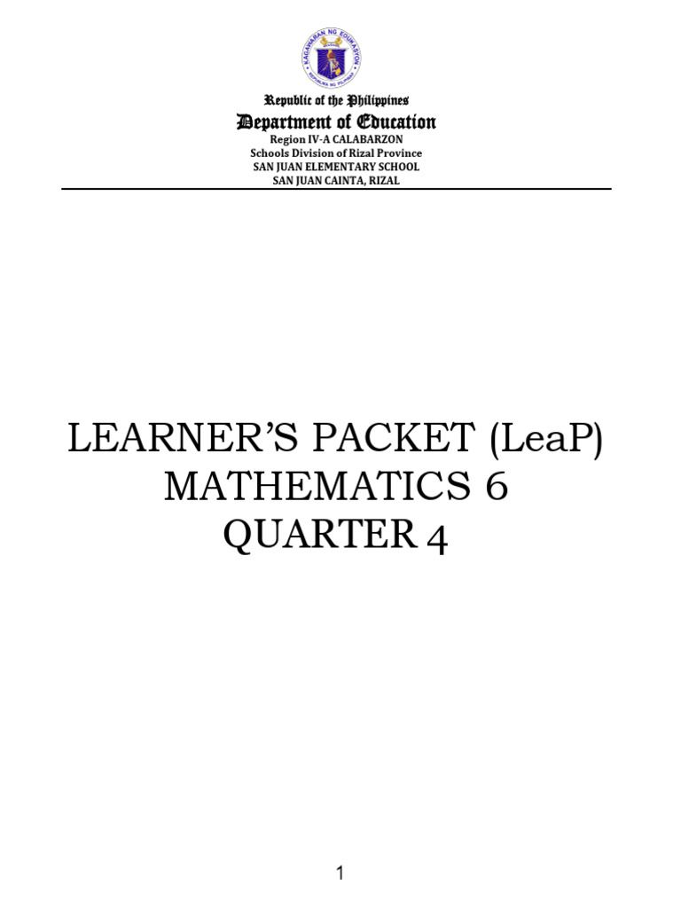 Leap Mathematics 6 Quarter 4 | PDF