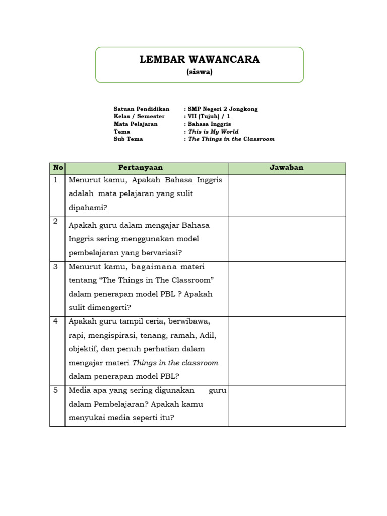 Penilaian Hasil Wawancara | PDF