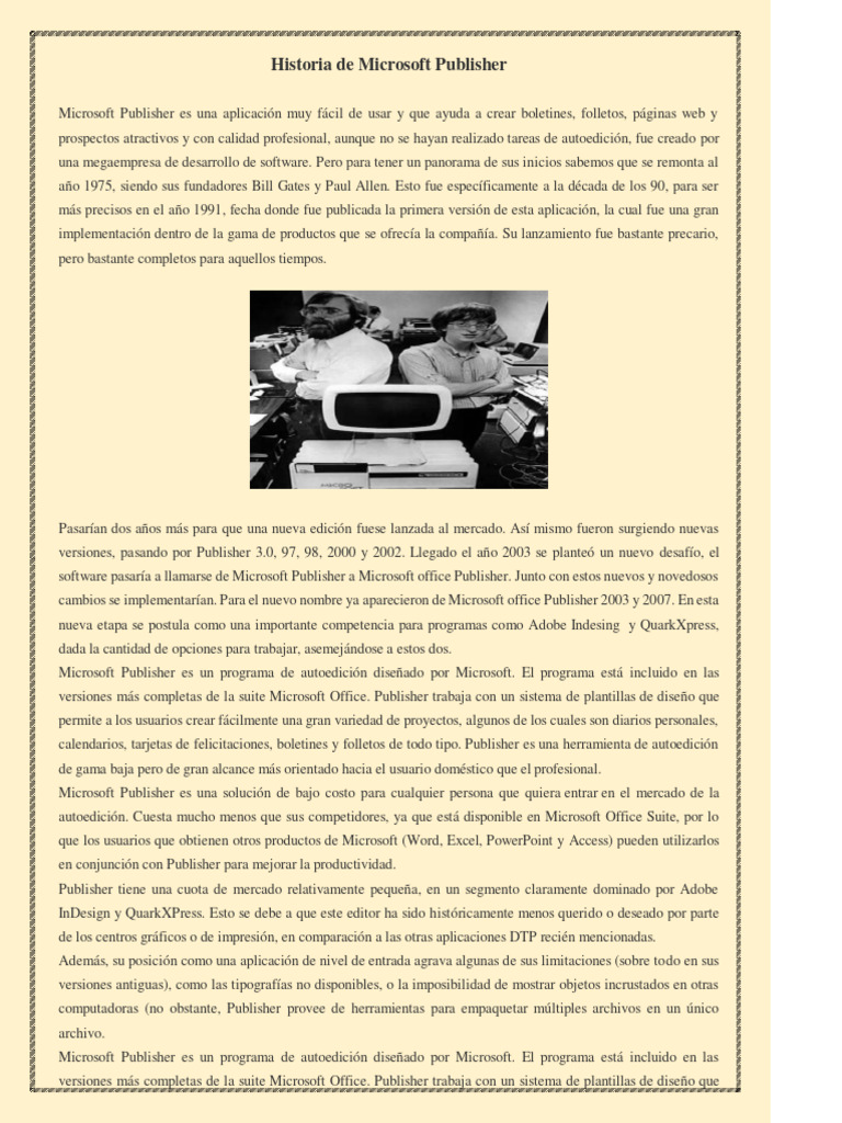 Historia y evolución de Microsoft Publisher | PDF | Microsoft ...