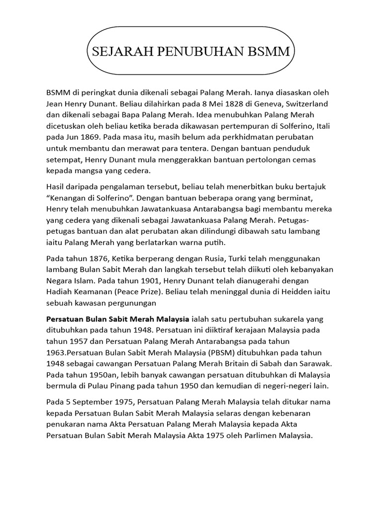 Sejarah Penubuhan BSMM | PDF
